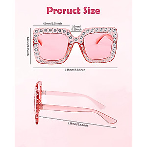 LYMOJOR 12 Pack Rhinestone Sunglasses Bulk, Oversized Square Fun Bling Crystal Sunglasses for Women Party Favors
