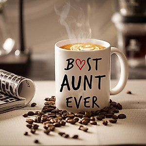 Scritism Best Aunt Mug Gifts For Aunt From Niece Nephew Auntie Birthday Gift 11oz White Best Aunt Ever Coffee Mug Christmas Mothers Day Presents For Aunt Auntie Cup Gift Set With Keychain