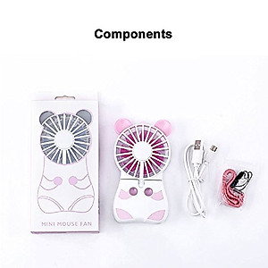 Innerest Mini Cooling Fan Personal Handheld Standable Multi-color LED Lights 2 Adjustable Speeds Travel Camping Festival Uses (Mini One Size, Mouse Fan- Lavender)