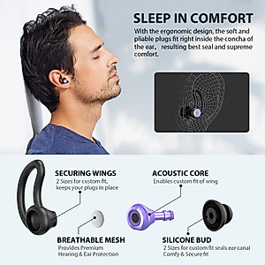 Hearprotek Ear Plugs for Sleeping, [2 Pairs] Noise Cancelling Comfortable earplugs for Sleep-Reusable Noise Reduction Sound Blocking Ear Plugs for Side Sleepers,snoring,Work,Study,Travel (30db&33db)