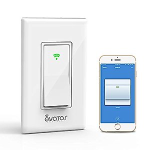 Smart Light Switch WiFi Wall Switches Work with Alexa/Google Home Voice Control, Smart Life App, No Hub Required, Single Pole 1 Way, Standard Plate, Neutral Wire Needed