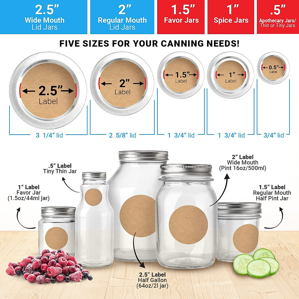 MESS Dissolvable Canning Labels for Jars – 200 Kraft Dissolvable Mason Jar Labels - Dissolvable Food Labels for Containers - Jam Homemade Canning Jar Labels Stickers - Removable Mason Jar Labels 1.5"