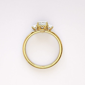 Rosie Collection 3 Stone Emerald Cut Cubic Zirconia 925 Sterling Silver Anniversary Engagement Ring 14K Yellow Gold Over 6