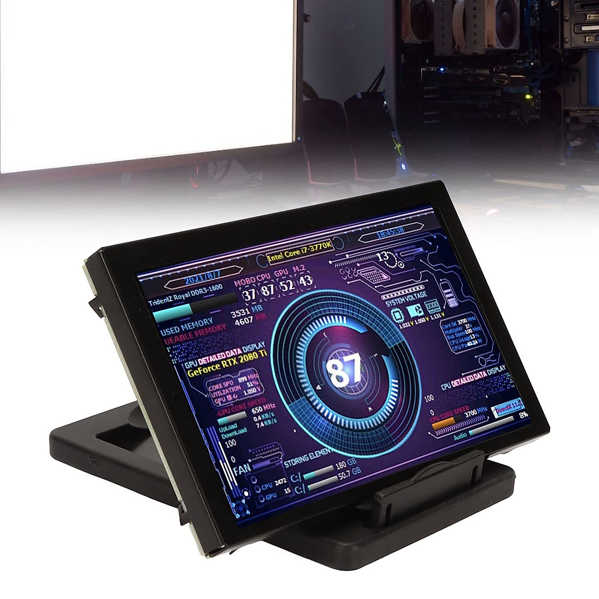 Computer Temp Monitor, 5in IPS Screen PC CPU GPU Data Monitor Multi System Support DIY Theme USB Mini Screen for AIDA64 Sensor Panel Display for Raspberry Pi for Linux for