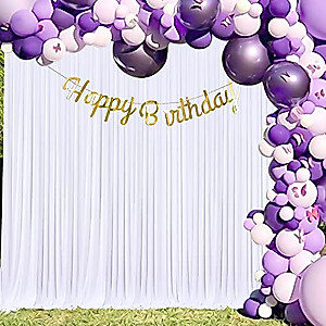 6 Panels White Backdrop Curtain for Parties Wedding Wrinkle Free White Photo Curtains Backdrop Drapes Fabric Decoration for Baby Shower 30ft(W) x 10ft(H)