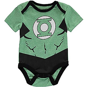 DC Comics Baby Boys Newborn 5 Infant Pack Short Sleeve Bodysuit Flash Superman Batman Aquaman Green Lantern Baby 0-3 months