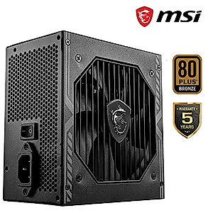 MSI MAG A550BN Gaming Power Supplyr - 80 Plus Bronze Certified 550W - Compact Size - ATX PSU