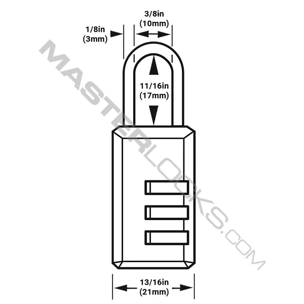 Master Lock Combination Padlock, 1, Black, 647D