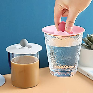Yiser Cute Antidust Silicone Glass Cup Cover Coffee Mug Suction Seal Lid Cap Food Grade Silicone Cup Lids Silicone Cover Lids Food Grade Silicone Leakproof Sealed Cover Camp Mugs (Grey, One Size)