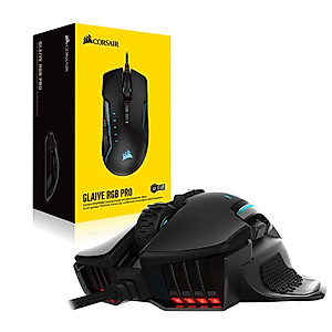 Corsair Glaive PRO - RGB Gaming Mouse - Comfortable & Ergonomic - Interchangeable Grips - 18,000 DPI Optical Sensor - Black