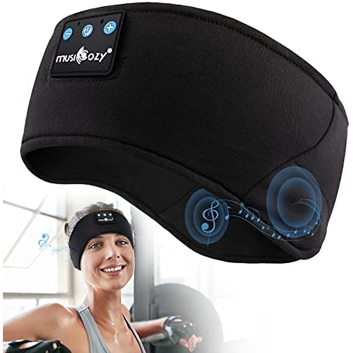 MUSICOZY Sleep Headphones Bluetooth Headband Wireless Music Headband Headphones, Earbuds IPX6 Waterproof for Side Sleepers Women Men Workout Running Insomnia Travel Yoga Cool Gadgets Unique Gift 2 Pcs