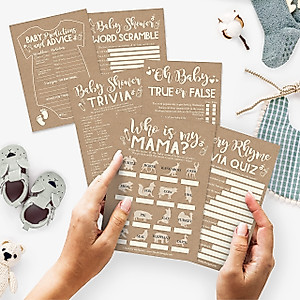 50 Rustic Baby Prediction And Advice Cards, Trivia Games, etc, 25 Baby Animal Matching, Nursery Rhyme Game - 6 Double Sided Cards Baby Shower Games Funny, Baby Shower Ideas Baby Sprinkle Games