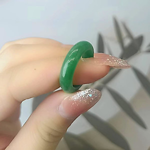 CJIAYUJEW Jade Rings for Women,Good Luck Green Jade Rings for Men,Size 6-12