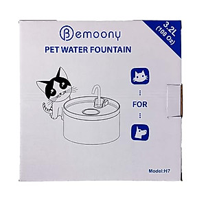 Cat Water Fountain: 108oz/3.2L Cat Fountain Super Silent Pet Water Fountain - Water Fountains for Cats Indoor - Faucet Cat Fountain - Quiet Water Pump - Suitable for Cats and Dogs - BEMOONY