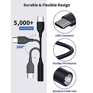 ACAGET USB C to 3.5mm Audio Adapter, 3 Pack USB Type C to AUX Dongle Cable 3.5mm Headphone Jack Converter for Samsung Galaxy A54 A53 S23 FE S22 S21 Ultra USB C Earbuds Adapter for iPhone 15 Pro Max