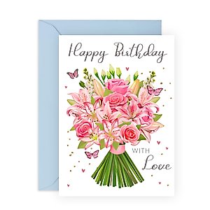 Central 23 Mum Birthday Card Floral - Mum Floral - Pretty Greeting Cards For Women - Flowers - Gifts For Mother From Son Daughter - Anniversary Christmas Easter Mothers Day - Comes With Stickers