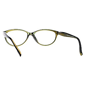 JuicyOrange Womens Magnified Reading Glasses Rhinestones Oval Cateye Black Gold +2.50