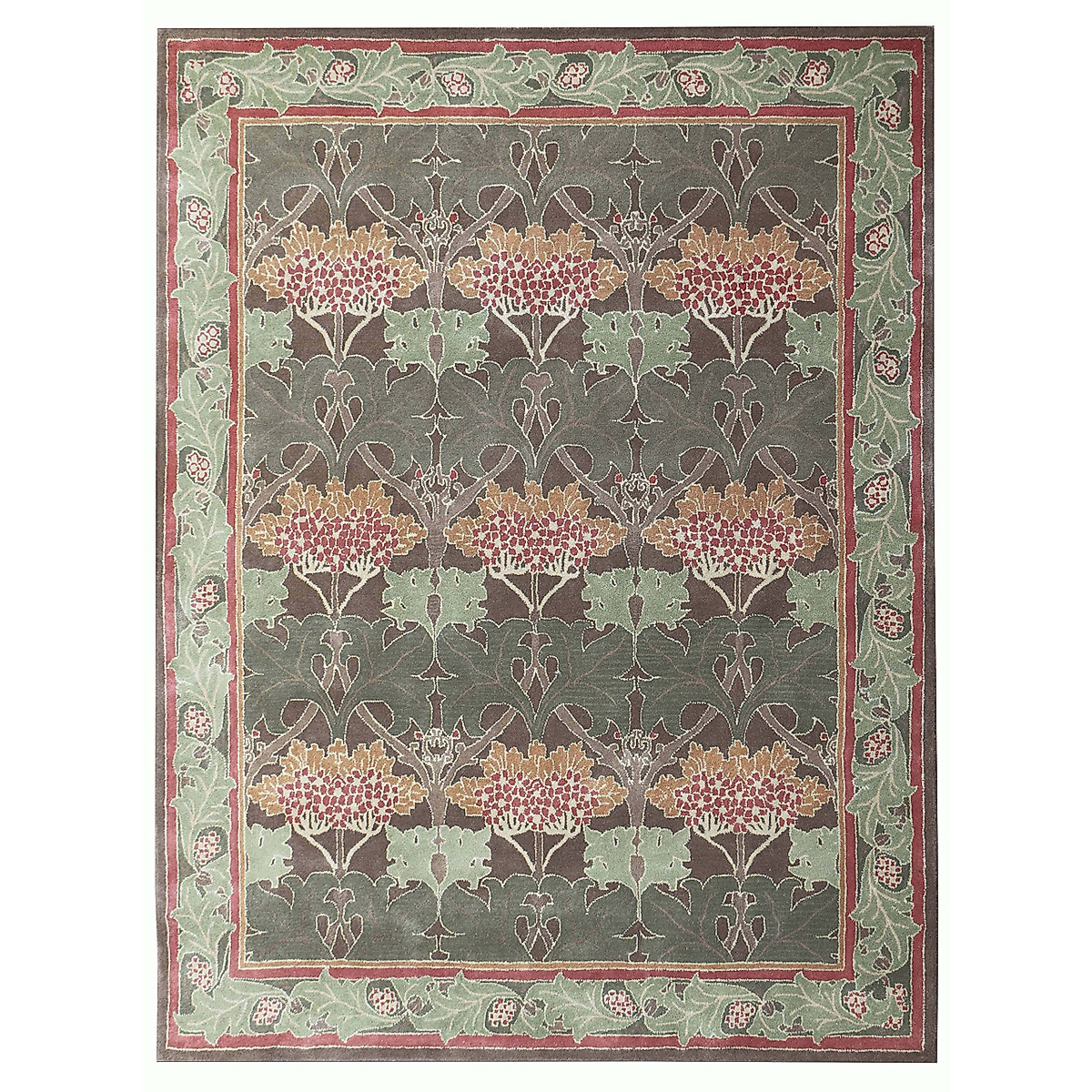 USA RUG Old Hand Made Pattern William Morris Cecil Green Traditional Oriental Style 100% Woolen Area Rugs (8 ft x 10 ft)