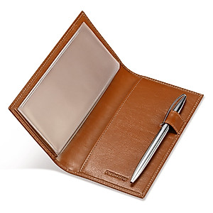 HISCOW Supple Leather Checkbook Cover with Free Divider - Italian Calfskin (Antiqued Brown)