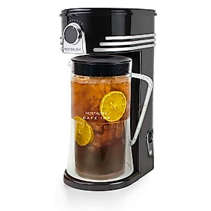 Nostalgia 3-Quart Iced Tea & Coffee Brewing System With Double-Insulated Pitcher, Strength Selector & Infuser Chamber, Also Perfect For Lattes, Lemonade, Flavored Water, Black