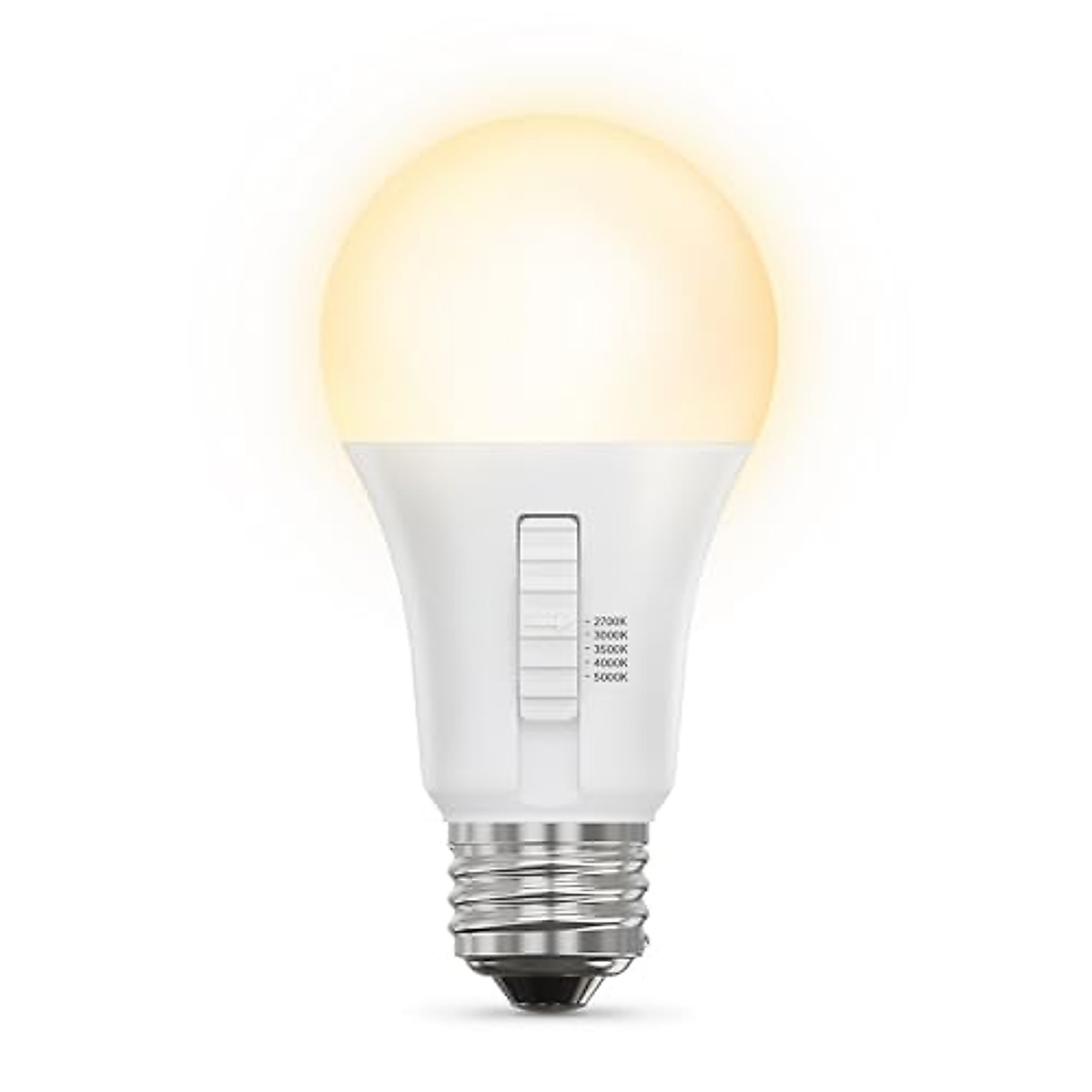 Feit Electric A19 LED Light Bulb, 100W Equivalent, Non-Dimmable, 5CCT, E26 Medium Base, 90 CRI, 1500 Lumens, Standard Light Bulb with Switch on Bulb, 13-Year Lifetime, OM100/5CCT/15KLED/2, 2 Pack