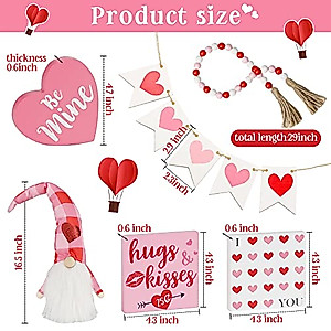 Valentine's Day Tiered Tray Décor Set of 6, Gnome Plush, Wooden Heart Wood Sign Heart Ornament, Valentine's Day Table Decoration Sign Décor