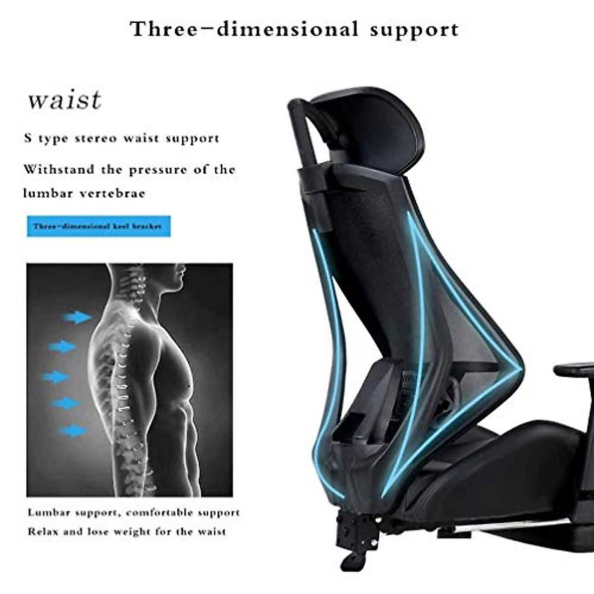 VejiA Ergonomic Chair Computer Chair Home Waist Backrest Office Comfortable Long Seat Chair Gaming Chair Study Chair Swivel Chair