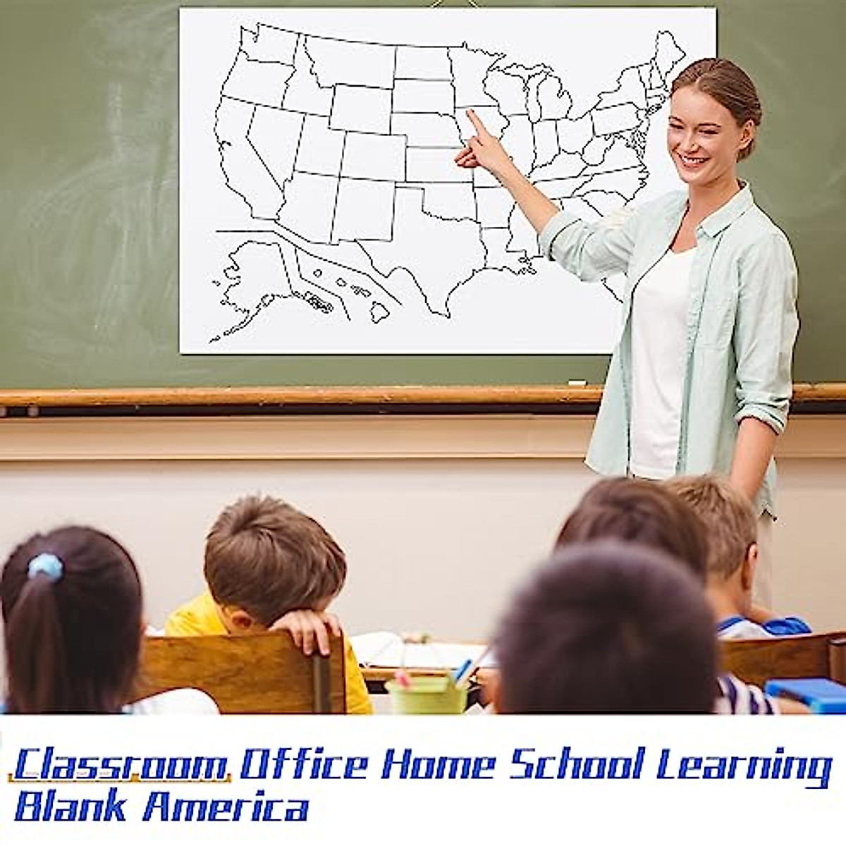 24 x 36 Inch Blank United States Map Dry Erase Poster Laminated US Outline Map Poster with Black Dry Erase Marker and Dry Erase Cleaning Cloth Blank USA Map Poster for Classroom Office Home School