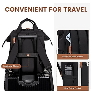 LOVEVOOK Laptop Backpack, Teacher Nurse Work Travel Backpacks Purse for Women, Computer Bag with USB Charging Port, 15.6 inch Black Brown