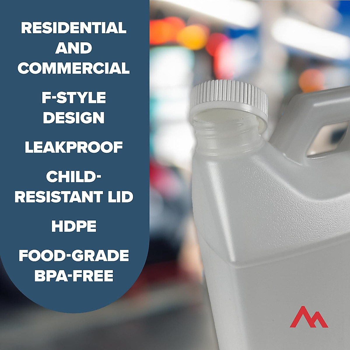 Pinnacle Mercantile Premium F-Style Bottles Set - Leak-Proof Design, Durable HDPE Plastic, Ideal for Chemicals, Oils, and Liquids 64oz pack of 3