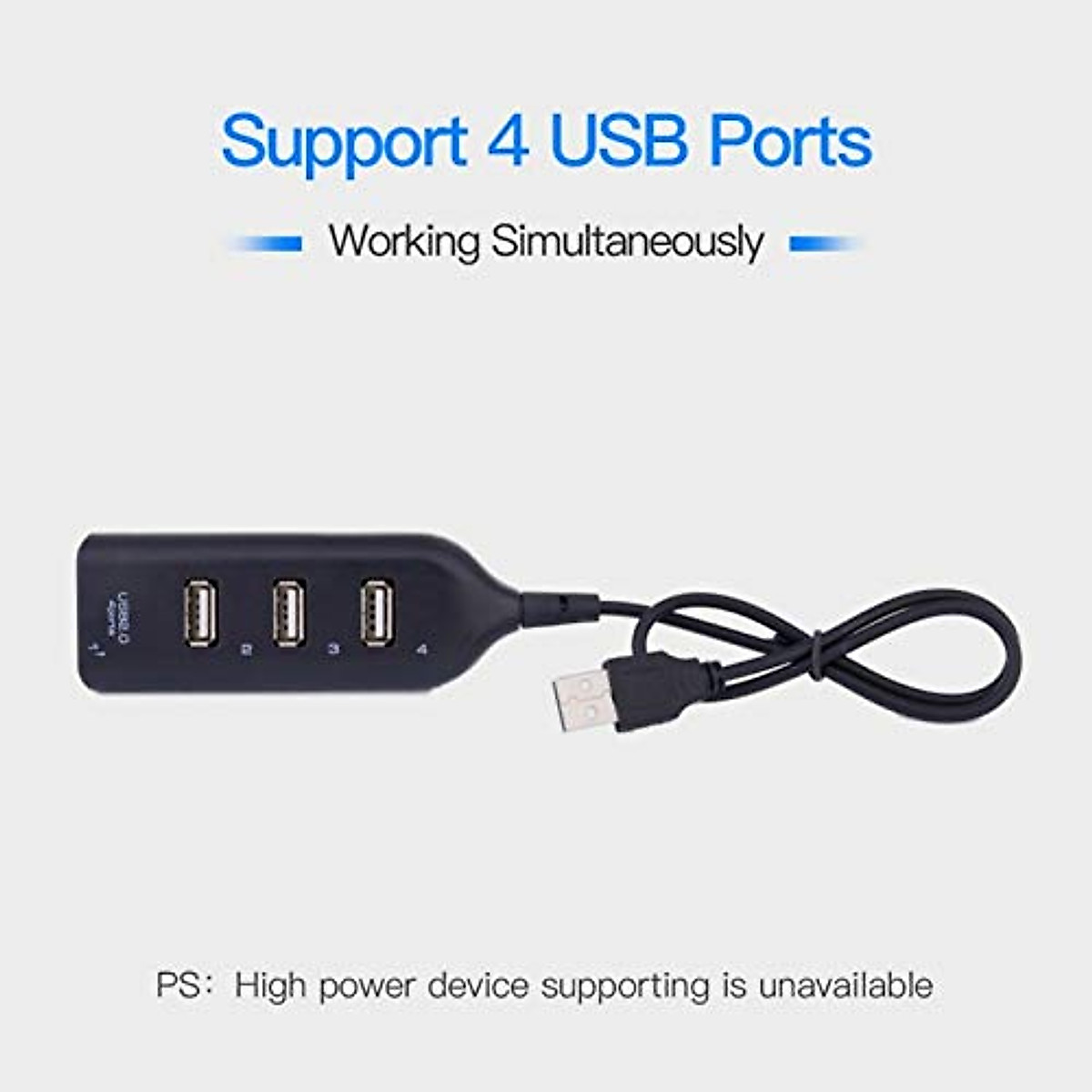 Lysee USB Cables - High Speed Micro Mini 4 Ports USB HUB 2.0 Splitter Adapter USB Cable Converters fo rLaptop PC Notebook Receiver Computer - (Color: Black, Length: 20cm)