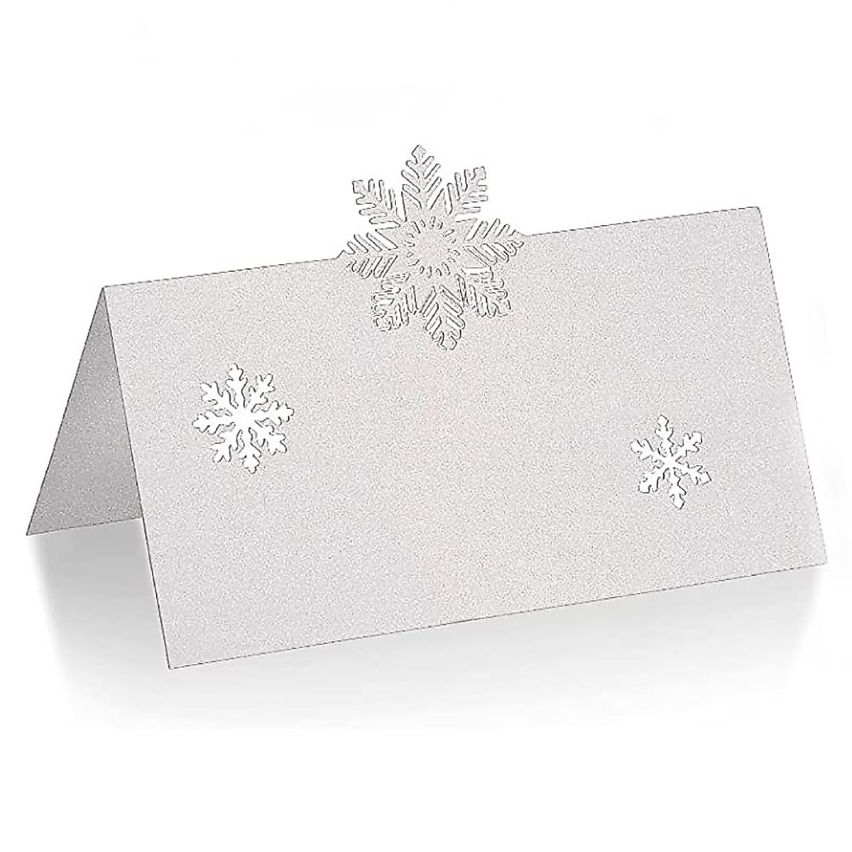 UUYYEO 48 Pcs Snowflake Table Cards Christmas Party Place Cards Wedding Seating Cards Tabletop Name Tags Table Setting Cards Food Buffet Labels