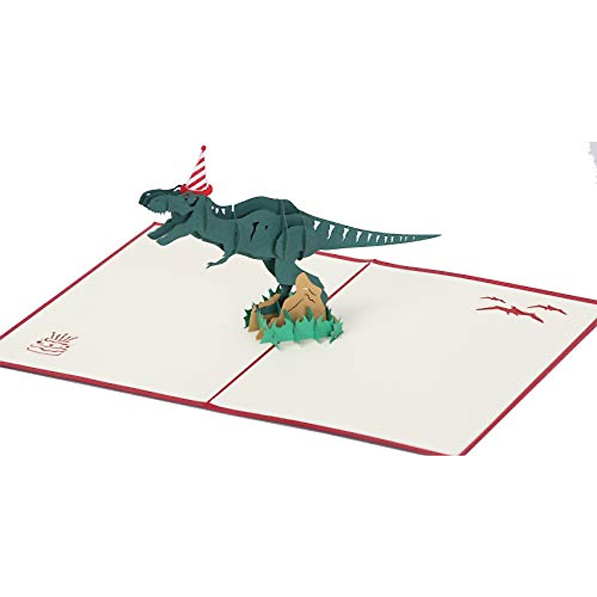 LANGXUN 3D Pop Up Dinosaur Happy Birthday Card, Jurassic Tyrannosaurus Card, Personalized Kid Funny Greeting Cards Birthday