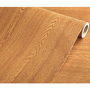 TOOLDECO Peel Stick Wood Grain Wallpaper Countertop Paper Funitures Decorative Vinyl Sticker (15.8X79Inch, Yellow) (15.8Inch*79Inch)