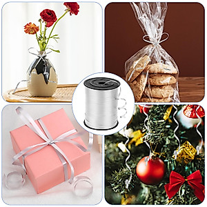 White Curling Ribbon Silk Balloon String Ribbon Decor Ribbons for Gift Wrapping Gift Wrap Ribbon Florist Flower Ribbon Thin Ribbon for Baby Shower Graduations Christmas Party Accessories(500 Yards)