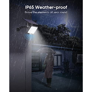 JACKYLED Solar Security Light with Motion Sensor, 1000 Lumen 48 LED, IP65 Waterproof, 3 Modes, Auto On/Off, Separate Solar Panel, Solar Dusk to Dawn Flood Lights for Outdoor Wall, Porch, Barn, Garage