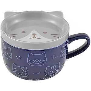 VANUODA Cute Cat Mug with Lid,Coffee Tea Cup,Gifts for Christmas Birthday Graduation Valentines Mothers Fathers Day Easter, Presents for Teacher Women Mom Her Kid