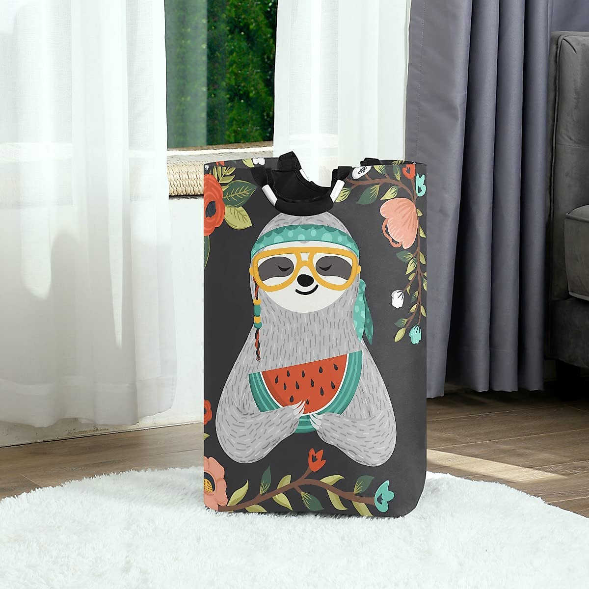 Cute Baby Sloth Large Laundry Hamper Basket, Collapsible Laundry Bag, Oxford Cloth Foldable Storage Bins Baskets with Handles for Laundry, Bedroom, Home Decor