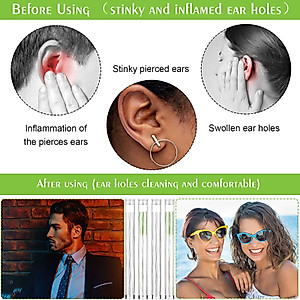 Maitys 360 Pieces Ear Hole Floss Piercing Cleaner Floss Disposable Piercing Aftercare Cleaning Line Ear Hole Care Cleaning Tool for Women Men(White, Green)