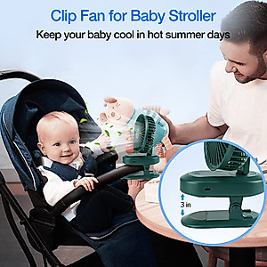 Clip on Fan, Stroller Fan Clip on for Baby Battery Operated Auto Oscillation Mini Fan 2 in 1 Desk Clip Fan Portable for Outdoor Camper Baby Stroller Indoor Gym Treadmill Personal Office Desk