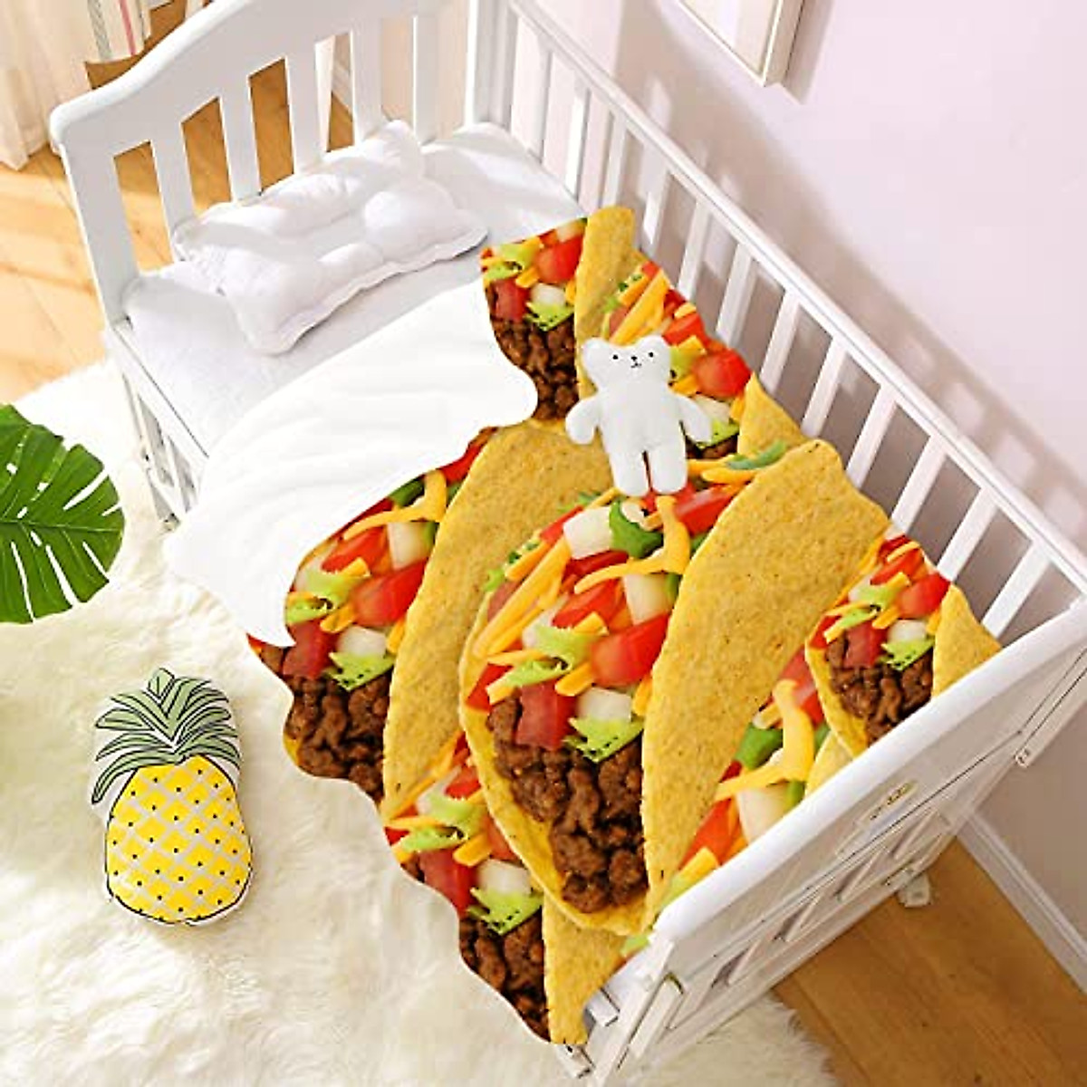 Taco Blanket Throw, Funny Food Blanket Gift for Daughter and Son, Ultra Soft Lightweight Flannel Fleece Micro Blanket for Couch Home Bed Sofa Travel Chairs 30"x40" for Toddler/Little Pets