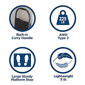 COSCO 11248NVY1E Folding Big Step Stool, 225 lb. Weight Capacity, ANSI Type II, 1