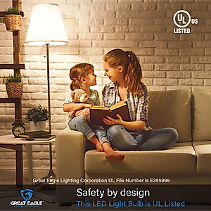 Great Eagle A19 LED Light Bulbs 60 Watt Equivalent- UL Listed - 3000K LED Light Bulbs - Non dimmable Light Bulbs 60 Watt Soft White (4 Pack)