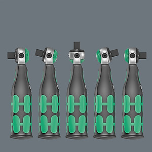 Wera 05004283001 8009 Zyklop Pocket Set Imperial 2, Ratchet Set, 18 Pieces, Black Green