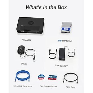Swann 4K 16Channel Security Camera System NVR Recorder: nvr-8580 Security PoE NVR Box with 2TB HDD,24/7 Continuous Recording,Work with Swann IP 12MP/4K/5MP/4MP HD Cameras, SRNVR-168580H