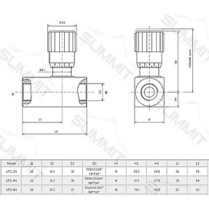 Hydraulic in-Line Adjustable Variable Flow Control Valve w/Free Rev Flow, 1/2” NPT