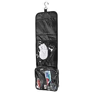 Travel hang up wash bag with 20x20x5cm detachable toiletry bag perfect for cabin hand luggage (Black)