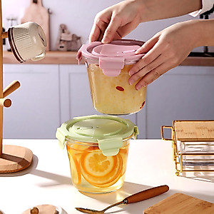 VanEnjoy 23oz 4 Cup Glass Storage Containers with Lids, Airtight Round Food Containers with Lids, Soup Storage Containers Glass Freezer Containers