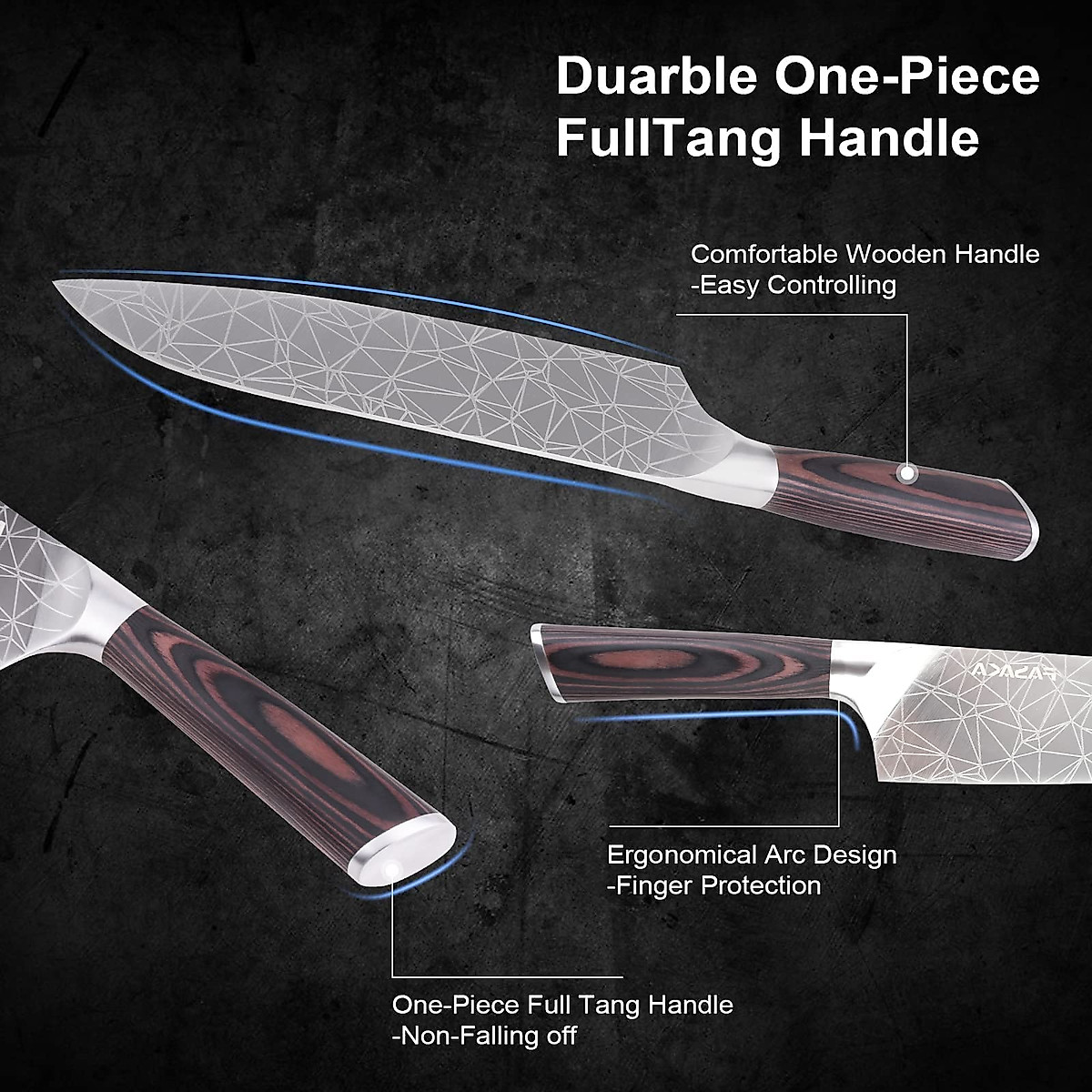 FASAKA 8 inch Santoku Knife, Japanese Chef Knife, Professional Knife for Kitchen, German High Carbon Stainless Steel Full Tang Handle Sharp Durable Kitchen Knife Ideal for Housewarming Gift