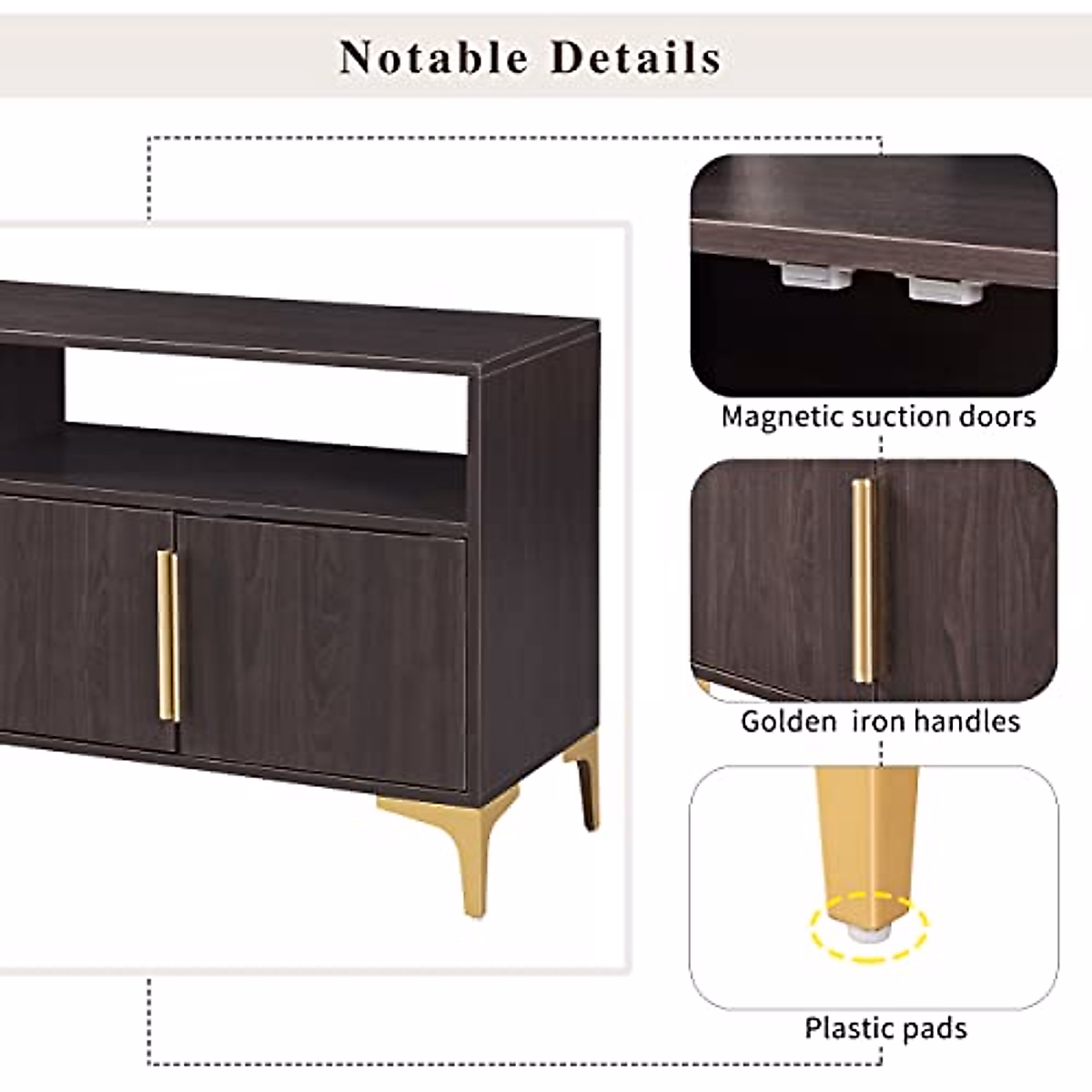 Merax Rustic Buffet Sideboard, Wood Storage Cabinet, Console Table with Open Shelves, 4 Doors for Living Room Kitchen Dining Room Espresso